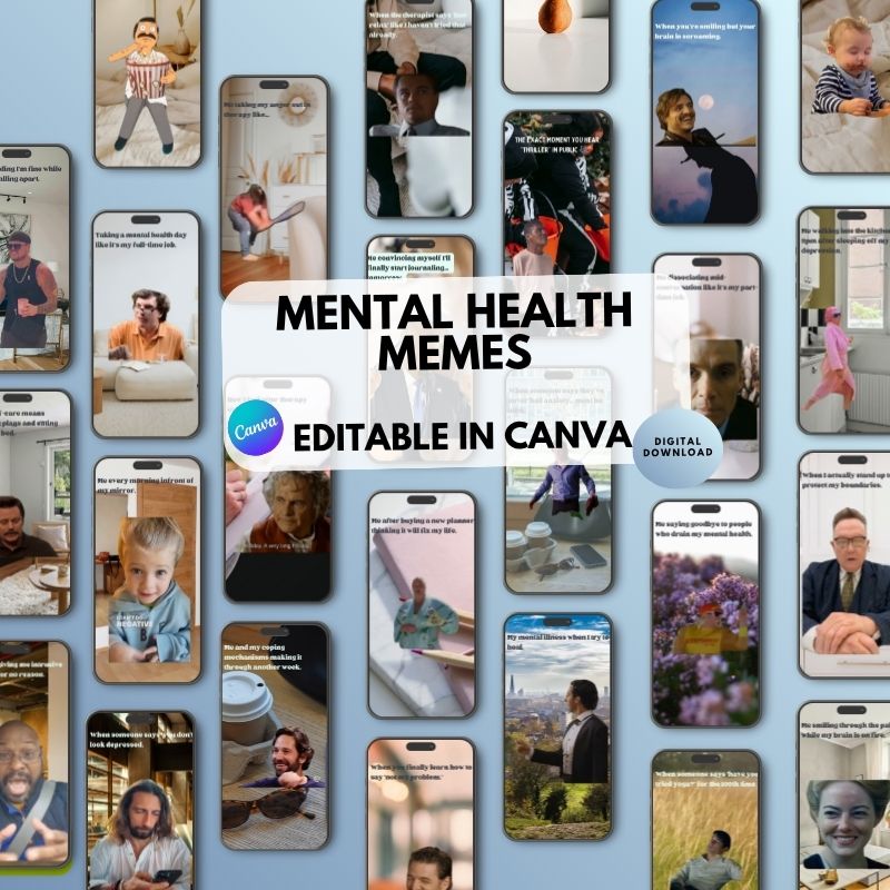Mental Health Meme Templates for Reels & TikTok | Canva Meme Pack Viral ...